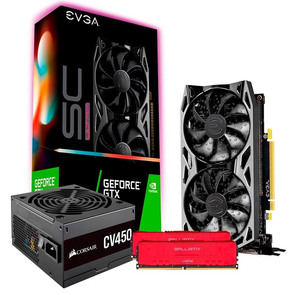 Kit Placa de Vídeo NVIDIA GeForce GTX 1660 SC Ultra Gaming 6GB + Fonte ...