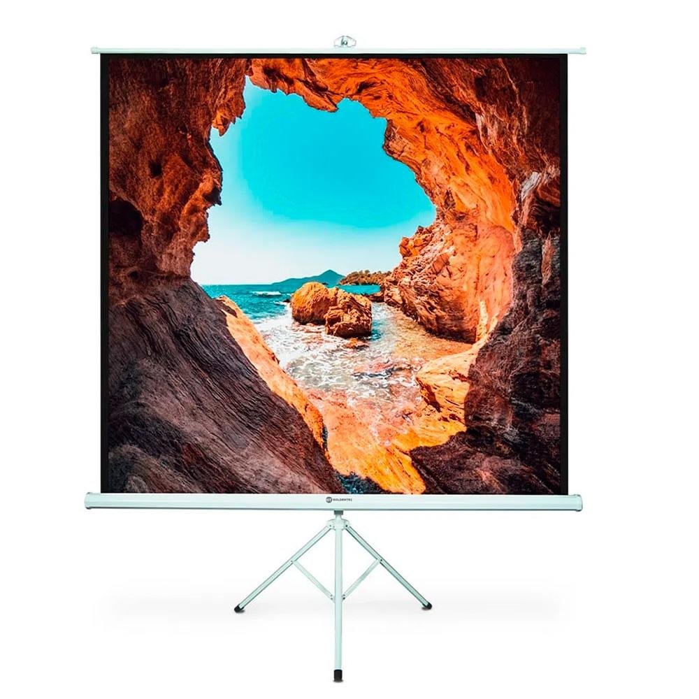 Tela de Projeção Goldentec, com Tripé, 71", 180x180cm - 50996 | KaBuM!