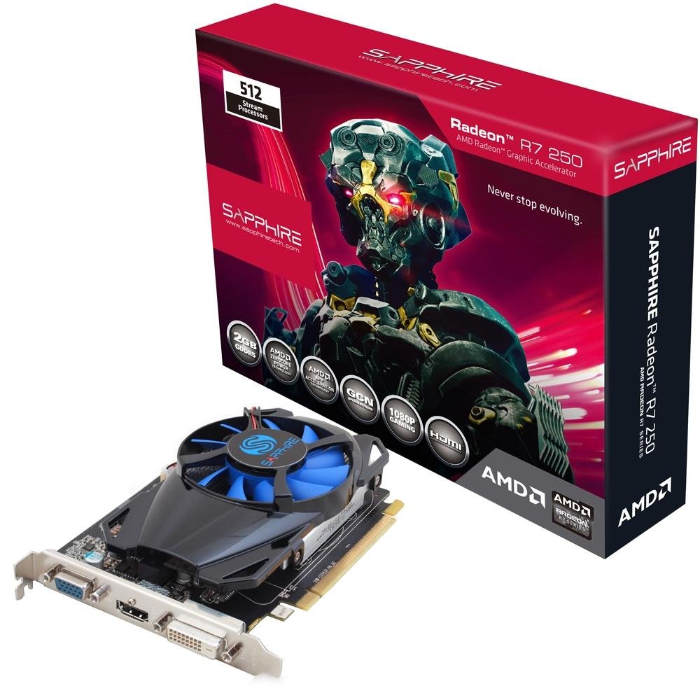 Placa de Vídeo VGA AMD Sapphire Radeon R7 250 2GB DDR5 512 Stream ...