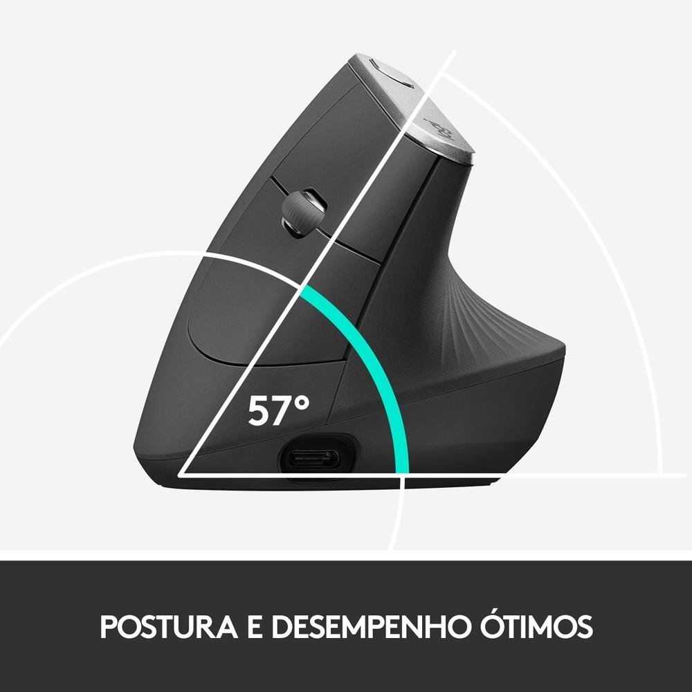 Mouse sem fio Logitech MX Vertical Design Ergonômico para Redução de ...