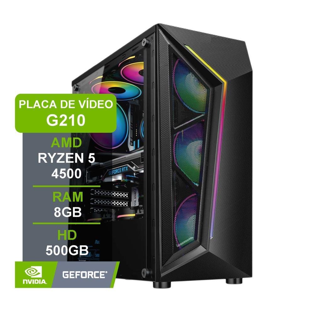 PC Gamer AMD Ryzen 5 4500, 8GB, 500GB Preto| KaBuM!