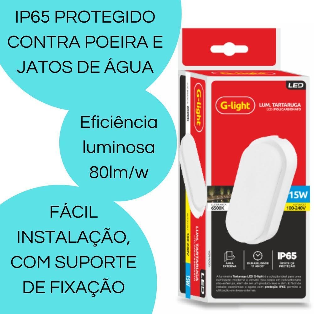 3 Arandela Tartaruga G-light LED, 8W/15W, Ip65 | KaBuM!