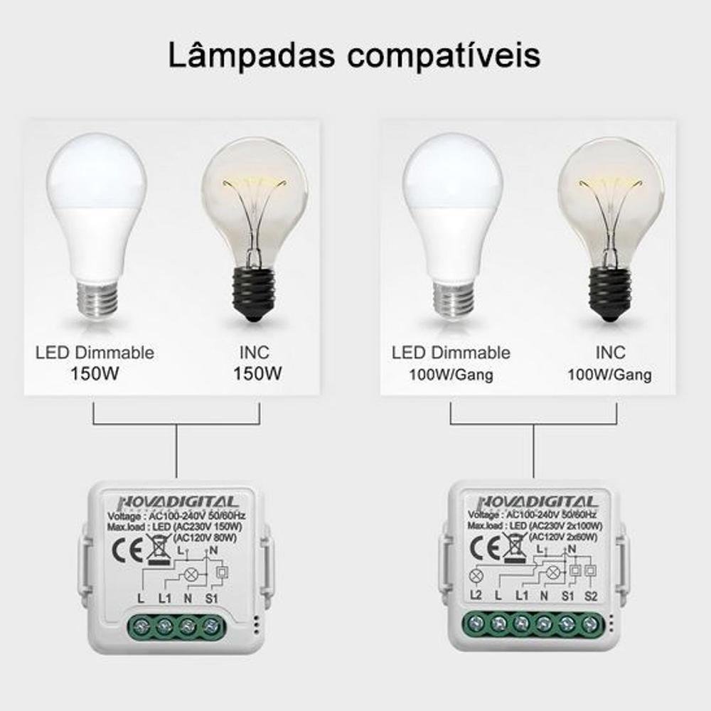 Modulo Mini Dimmer Nova Digital Smart 1 Canal