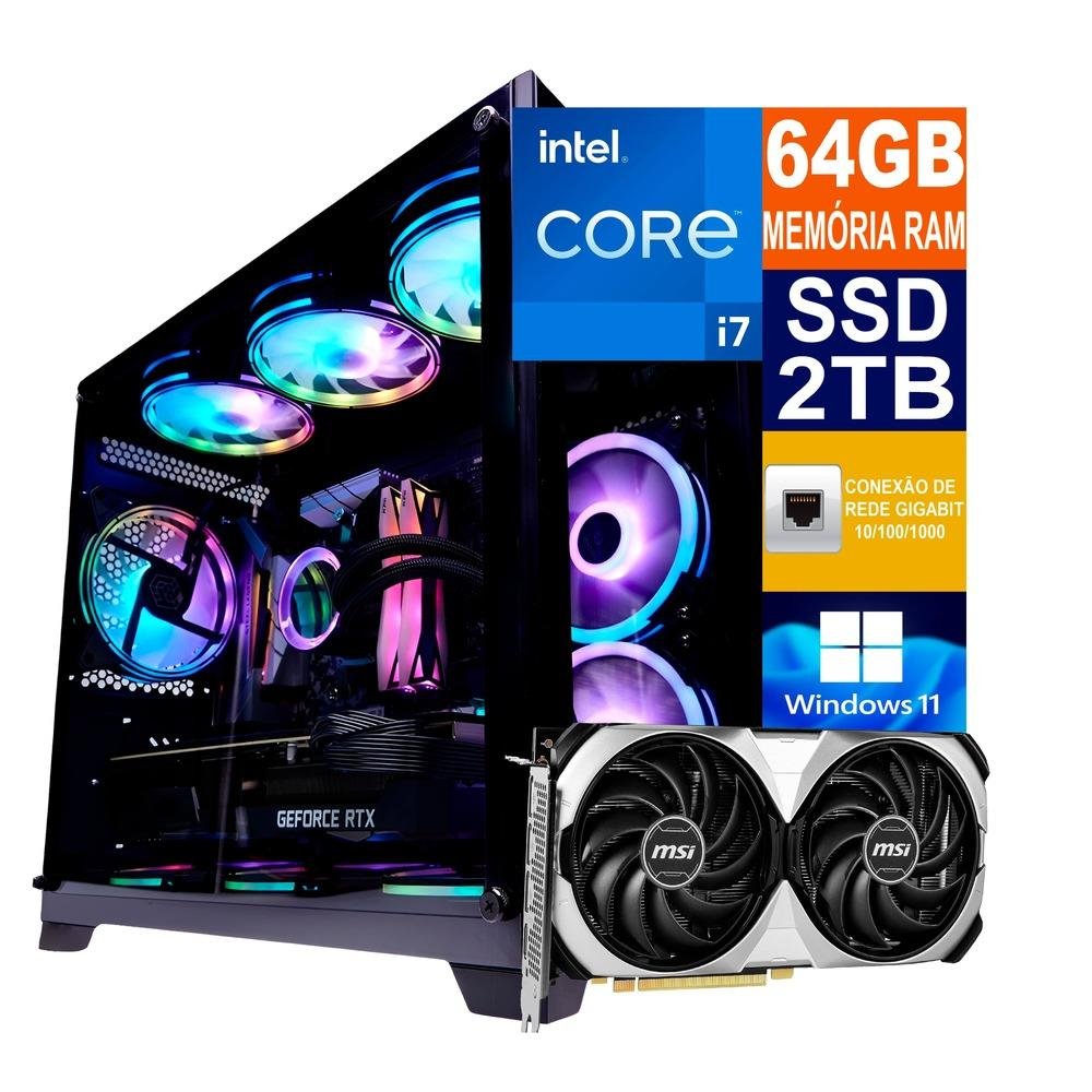 PC Gamer Intel I7 12700kf 64GB Memória RAM KaBuM