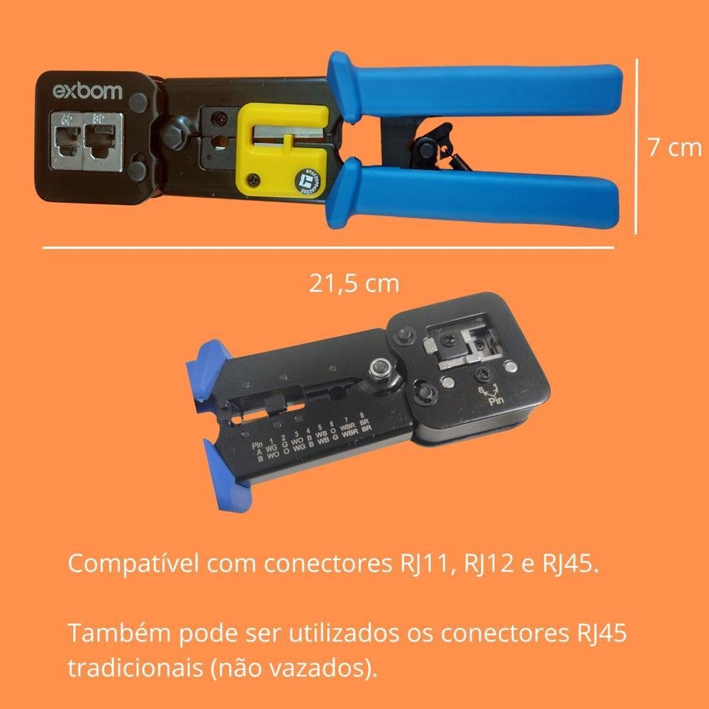 Alicate Crimpagem de Cabo Rede Rj45 Vazado KaBuM