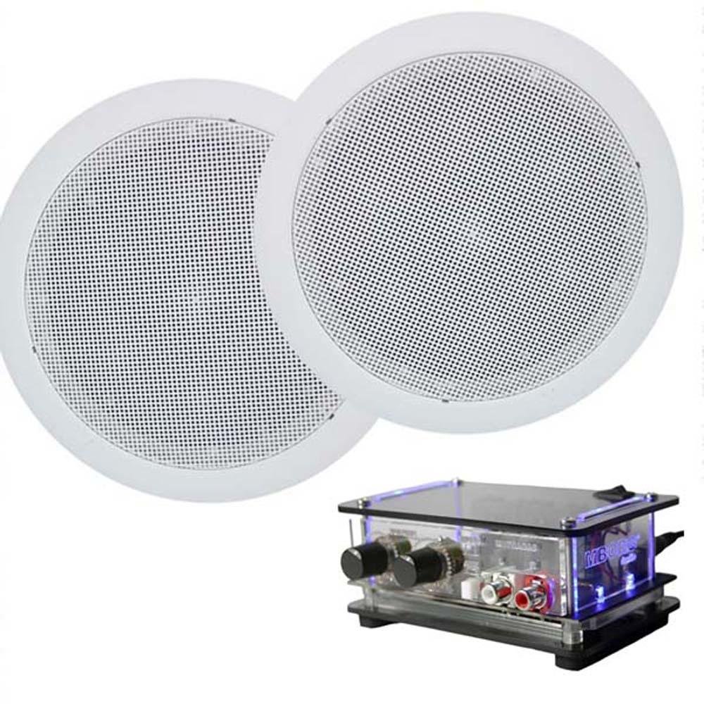 Kit Amplificador 2 Caixas Acústicas Embutir KaBuM