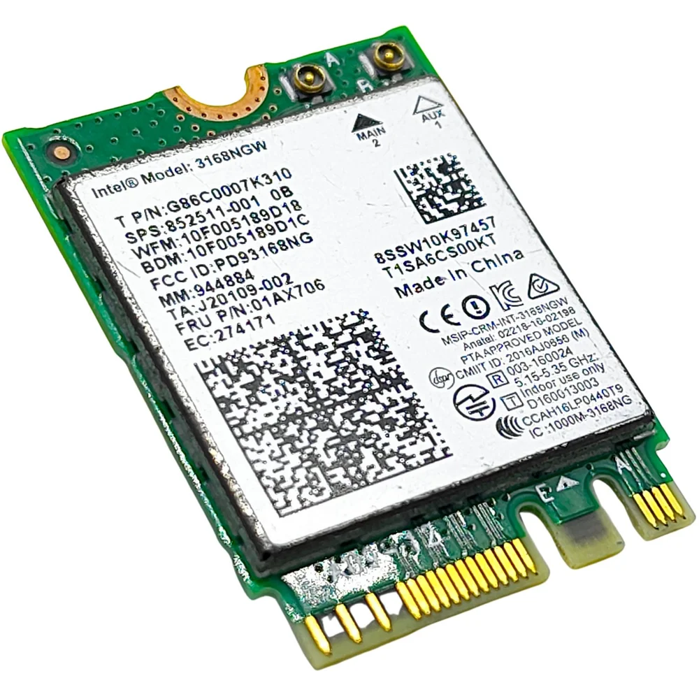 Placa WiFi Intel 3168NGW para NUC Bluecase Dual